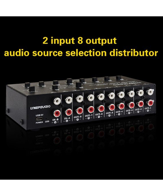 2-In 8-Out Selector Audio Switch Distributor - RCA interface