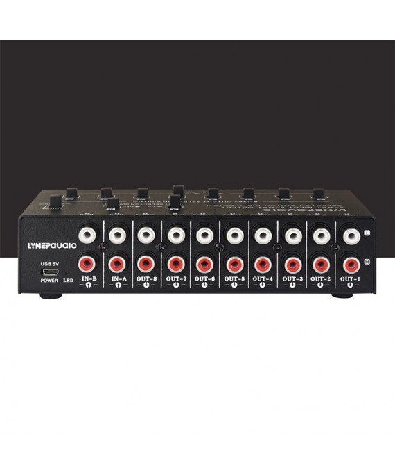 2-In 8-Out Selector Audio Switch Distributor - RCA interface