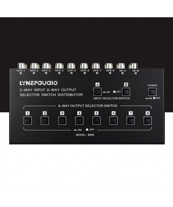 2-In 8-Out Selector Audio Switch Distributor - RCA interface